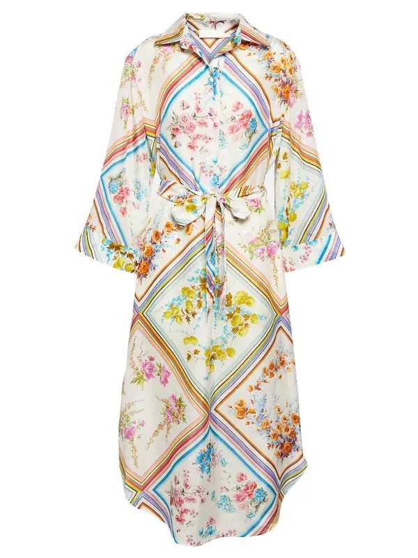 Zimmermann Halcyon Floral Silk Midi Dress - Multicoloured