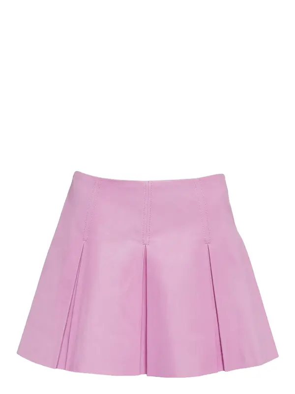 Stouls Surya Pleated Mini Leather Skirt - Pink
