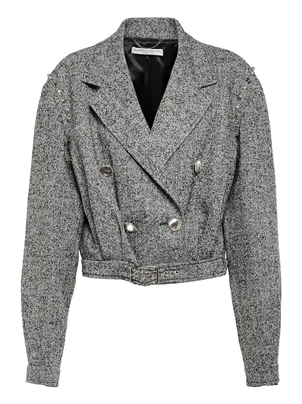 Alessandra Rich Herringbone Wool-blend Jacket - Multicoloured