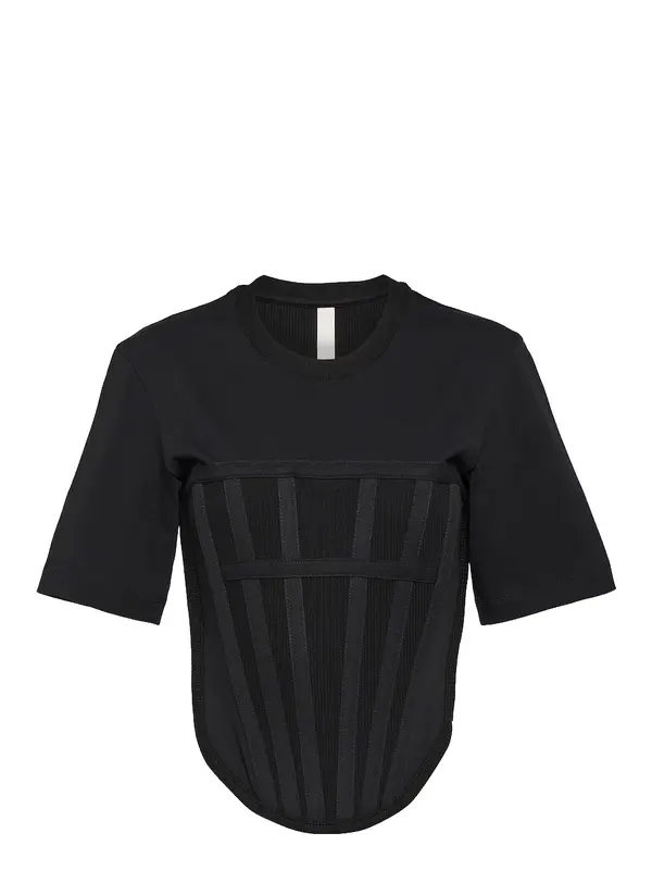 DION LEE Corset Cotton Jersey T-shirt - Black