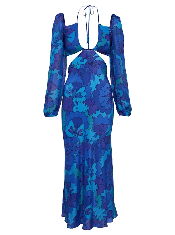 Rixo Kamilla Printed Maxi Dress - Blue