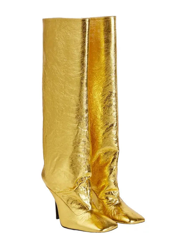 Attico Sienna 105mm Leather Knee-high Boots - Gold