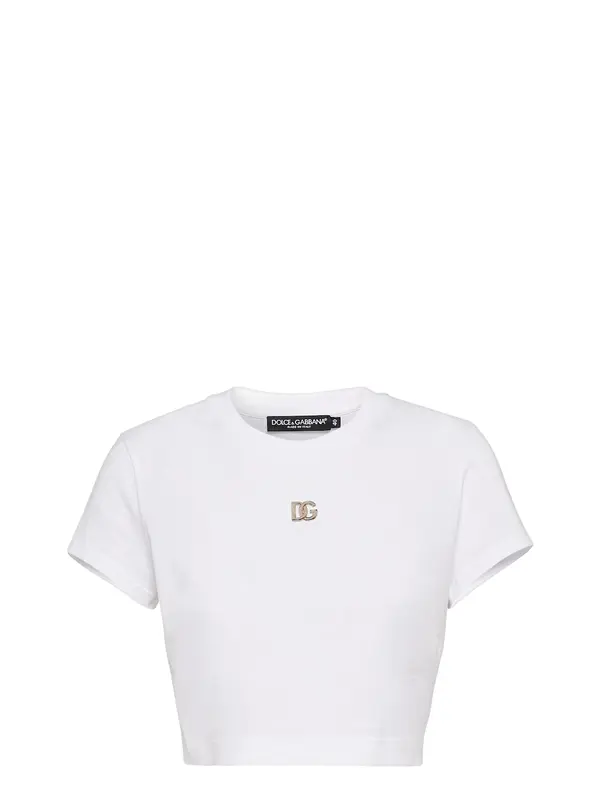 Dolce & Gabbana Logo Cotton Crop Top - White