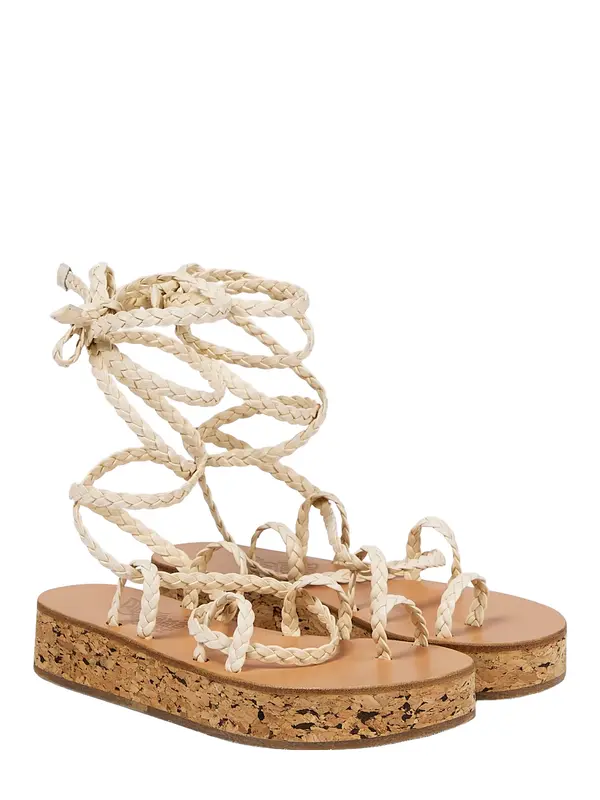 ANCIENT GREEK SANDALS Caryatis Leather Platform Sandals - Beige