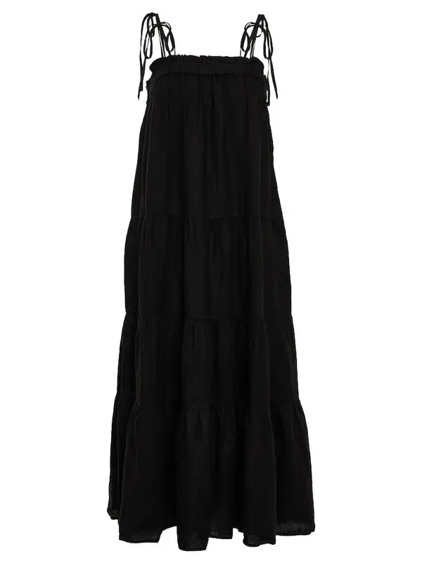 Velvet By Graham & Spencer Charlie Tiered Linen Maxi Dress - Black