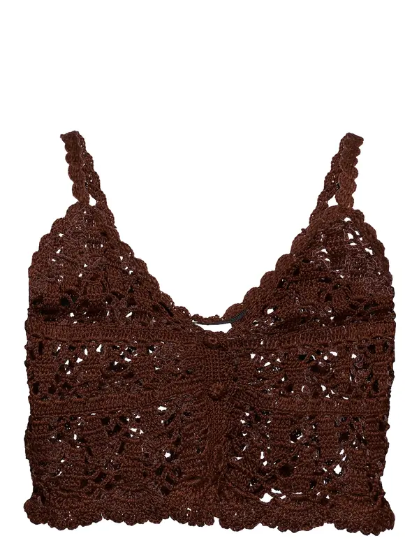 Anna Kosturova Crochet Cropped Top - Brown