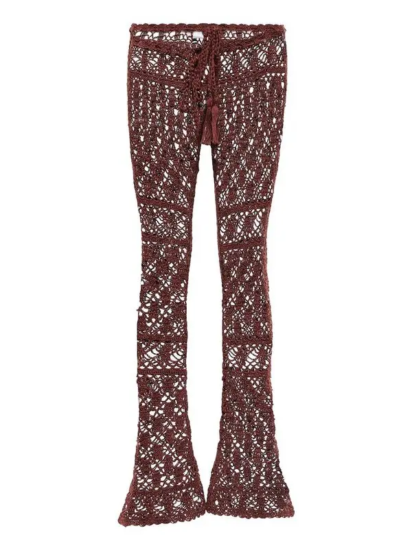 Anna Kosturova Mid-rise Crochet Pants - Brown