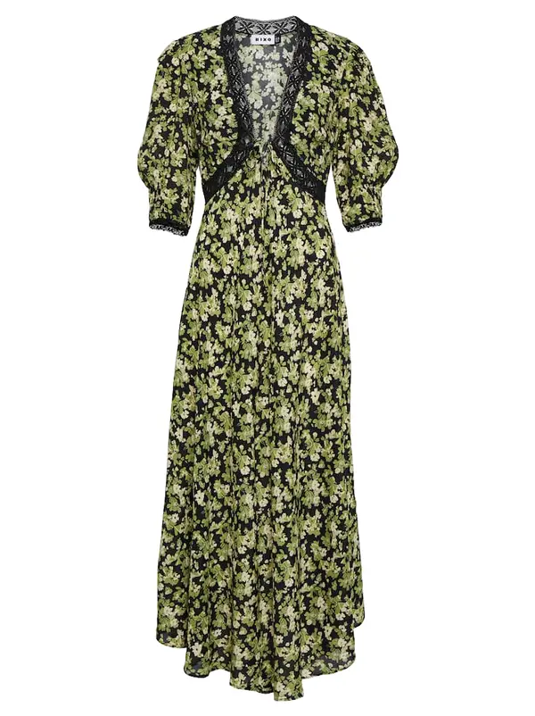 Rixo Amina Lace-trimmed Midi Dress - Multicoloured