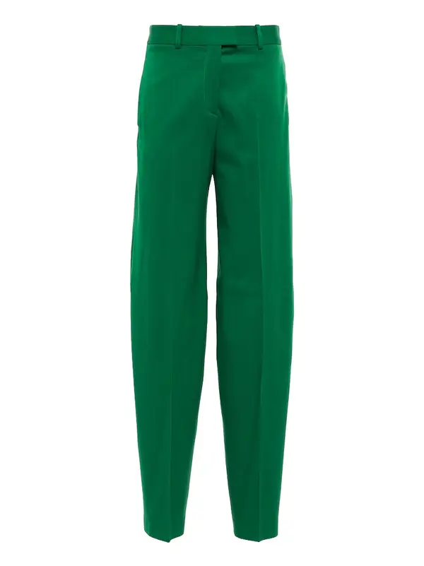 Attico Wide-leg Wool-blend Pants - Green
