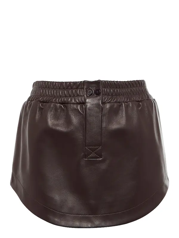 Attico Leather Miniskirt - Brown