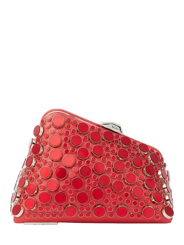 Attico Embellished Leather Clutch - Red