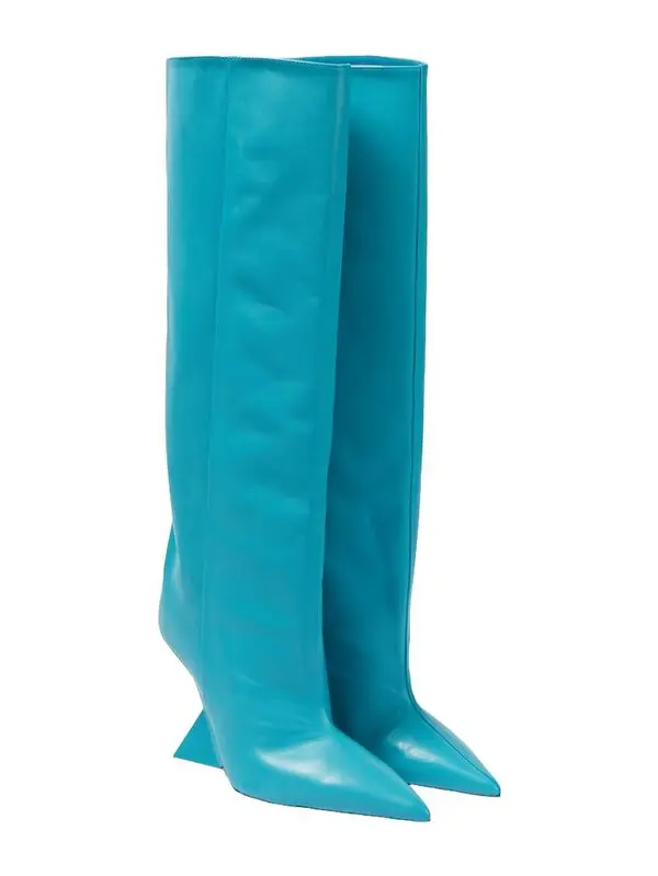 Attico Cheope Leather Knee-high Boots - Blue
