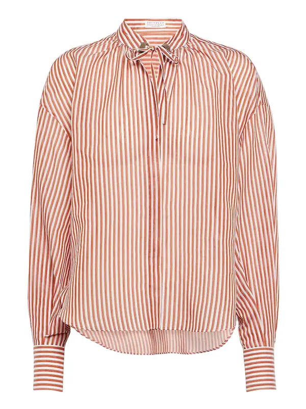 Brunello Cucinelli Striped Cotton-blend Shirt - Multicoloured