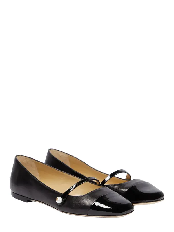 JIMMY CHOO Elisa Embellished Suede Ballet Flats - Black