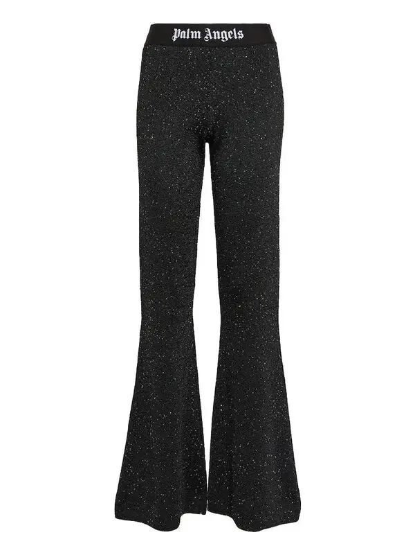 Palm Angels Printed Mid-rise Flared Pants - Black