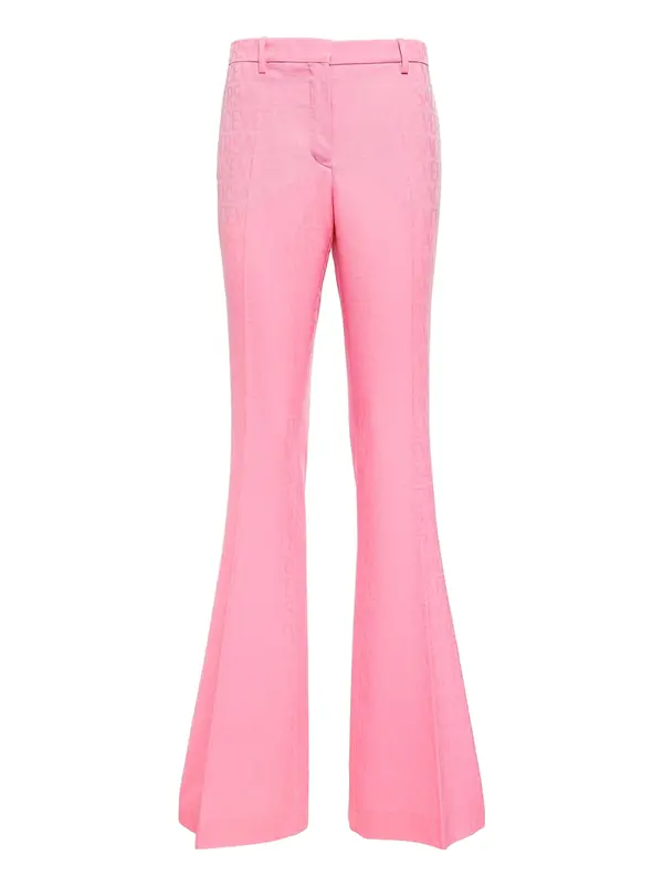 Versace Allover Flared Wool Pants - Pink