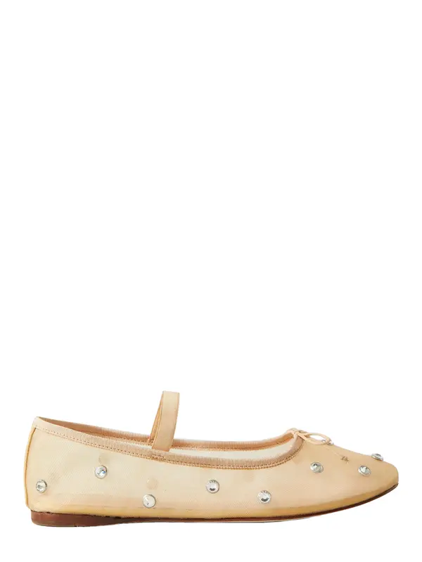 LOEFFLER RANDALL Leonie Crystal-embellished Ballet Flats - Brown