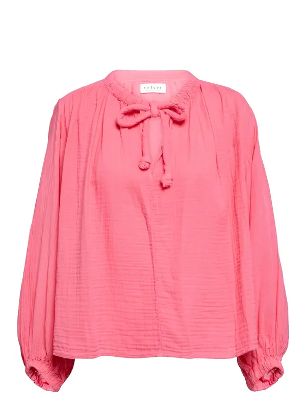 Velvet By Graham & Spencer Kathleen Cotton Gauze Top - Pink