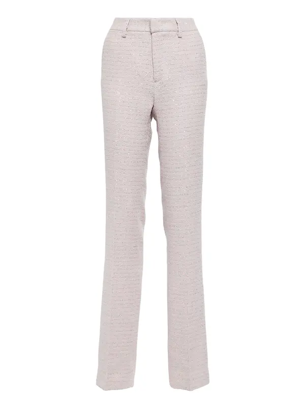 Alessandra Rich Sequined Straight Pants - Grey