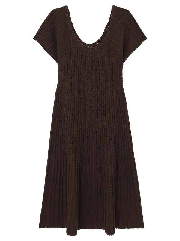 Loro Piana Castellana Crocheted Silk And Cotton-blend Dress - Brown
