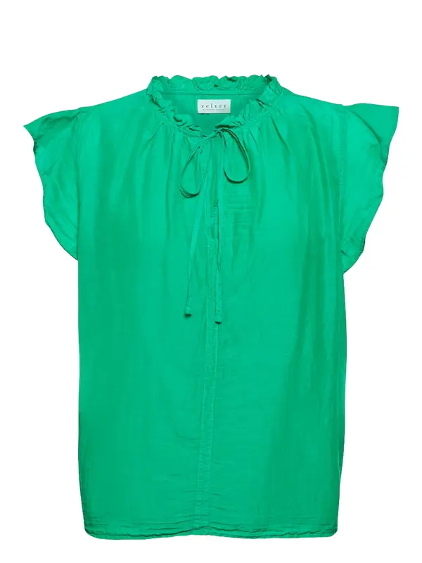 Velvet By Graham & Spencer Melanie Cotton And Silk Voile Top - Green