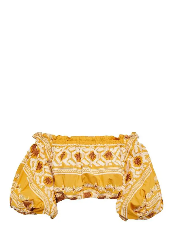 Johanna Ortiz Cañaveral Embroidered Cropped Top - Yellow