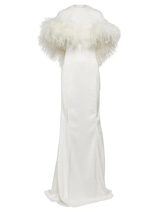 Attico Feather-trimmed Gown - White
