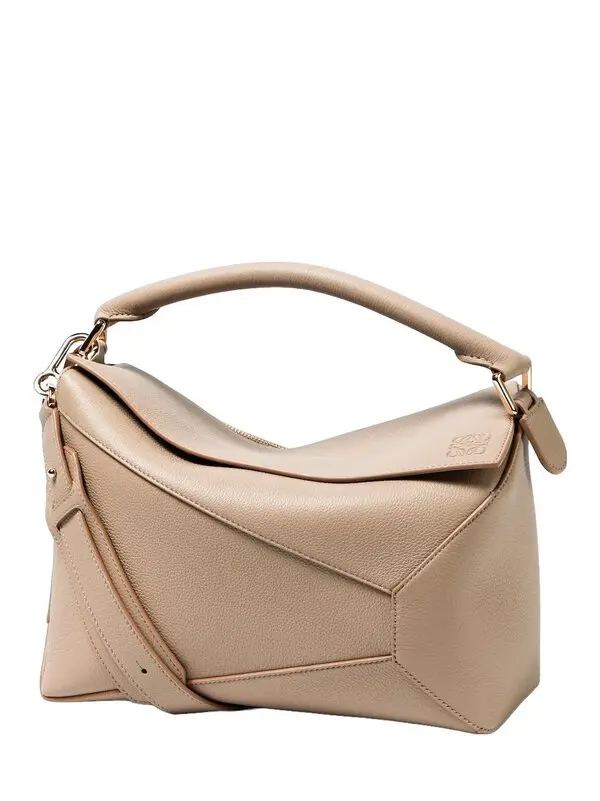 Loewe Puzzle Edge Leather Top-handle Bag - Neutrals