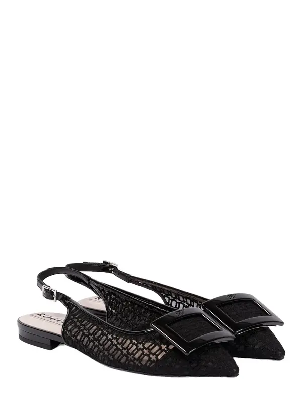 ROGER VIVIER Gommettine Net Slingback Flats - Black