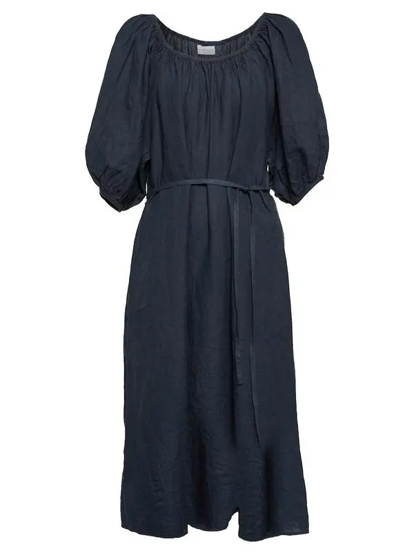 Velvet By Graham & Spencer Elly Off-shoulder Linen Midi Dress - Blue