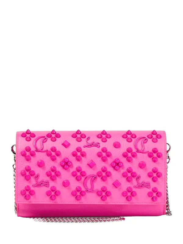 CHRISTIAN LOUBOUTIN Paloma Embellished Leather Wallet On Chain - Pink