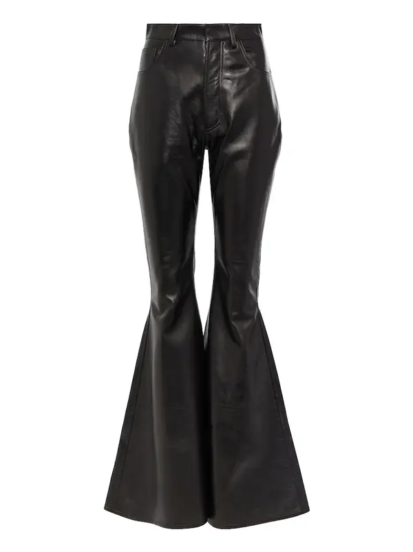 Alaïa Flared Leather Trousers - Black