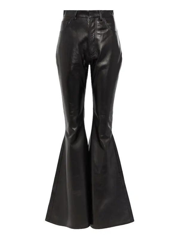 Alaïa Flared Leather Trousers - Black
