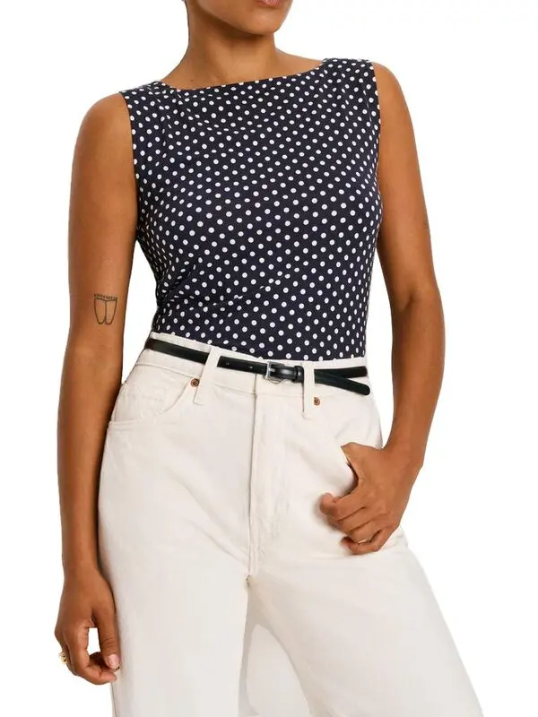 REFORMATION Dusk Stretch Knit Top - Dream Dot