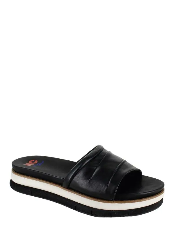 NATIONAL COMFORT Kai Platform Slide Sandal - Black Leather