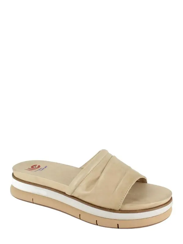 NATIONAL COMFORT Kai Platform Slide Sandal - Tan Leather