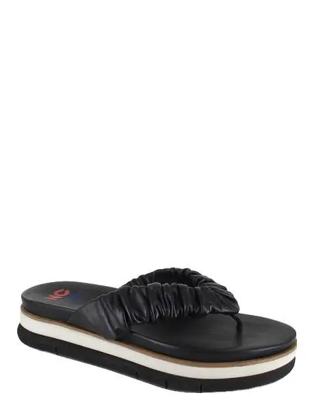 NATIONAL COMFORT Kahlen Platform Flip Flop - Black Leather