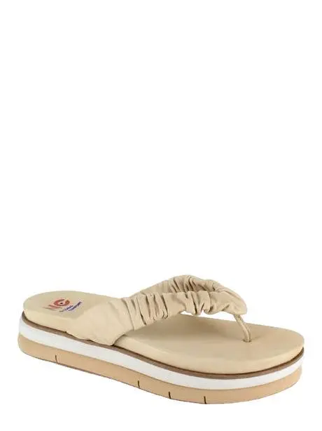 NATIONAL COMFORT Kahlen Platform Flip Flop - Tan Leather