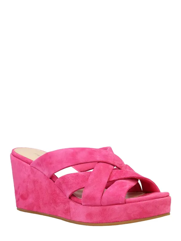 Pelle Moda Wilona Platform Wedge Slides - Hyper Pink
