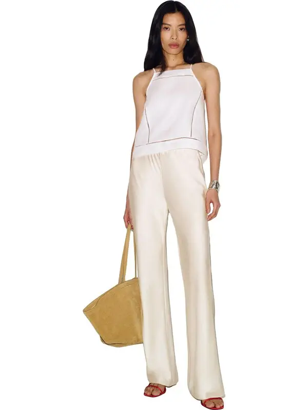 REFORMATION Gale Satin Pant - Ivory