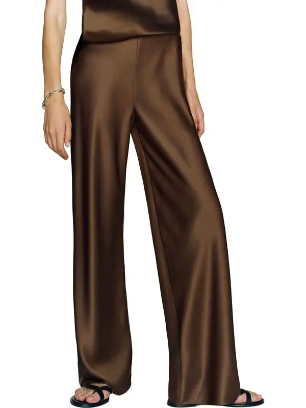 REFORMATION Gale Satin Mid-rise Bias Pant - Pinecone