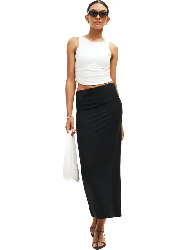 REFORMATION Maria Knit Midi Skirt - Black