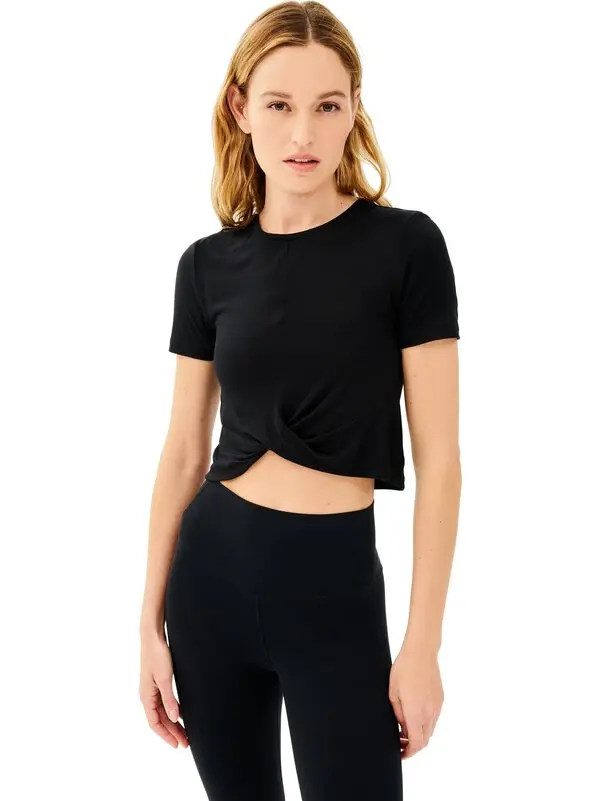 Splits59 Daisy Jersey Cropped Tee - Black