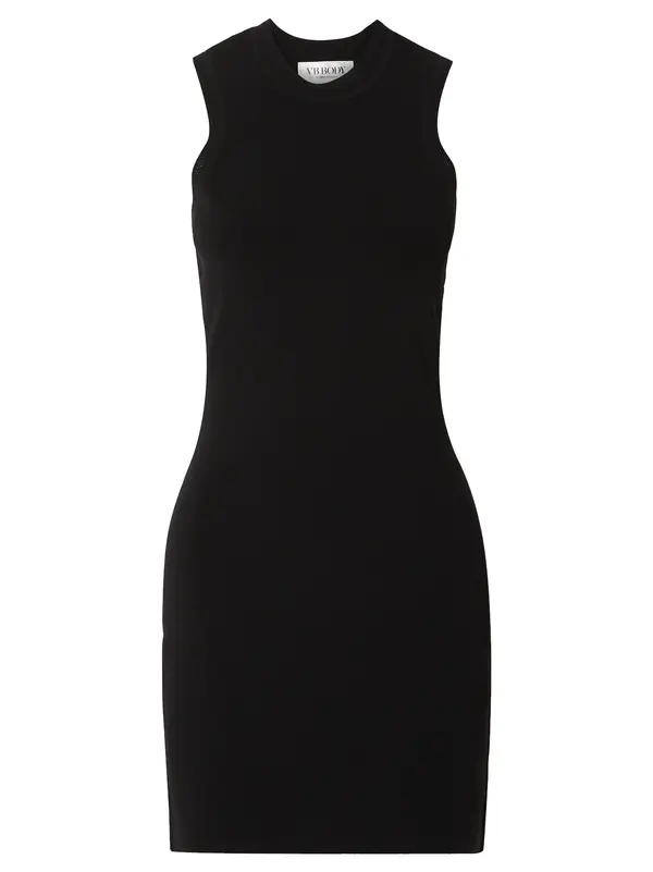 Victoria Beckham Vb Body Pointelle-trimmed Mini Dress - Black