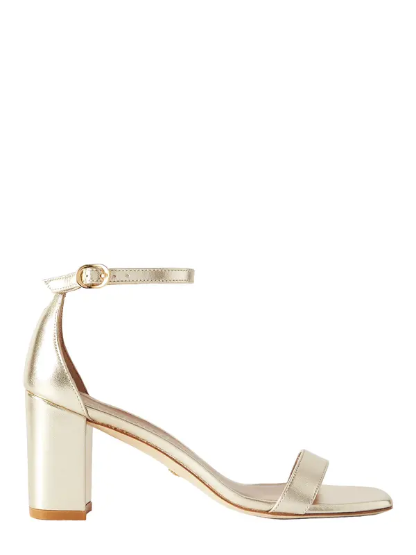 STUART WEITZMAN Nudistcurve Metallic Leather Sandals - Gold
