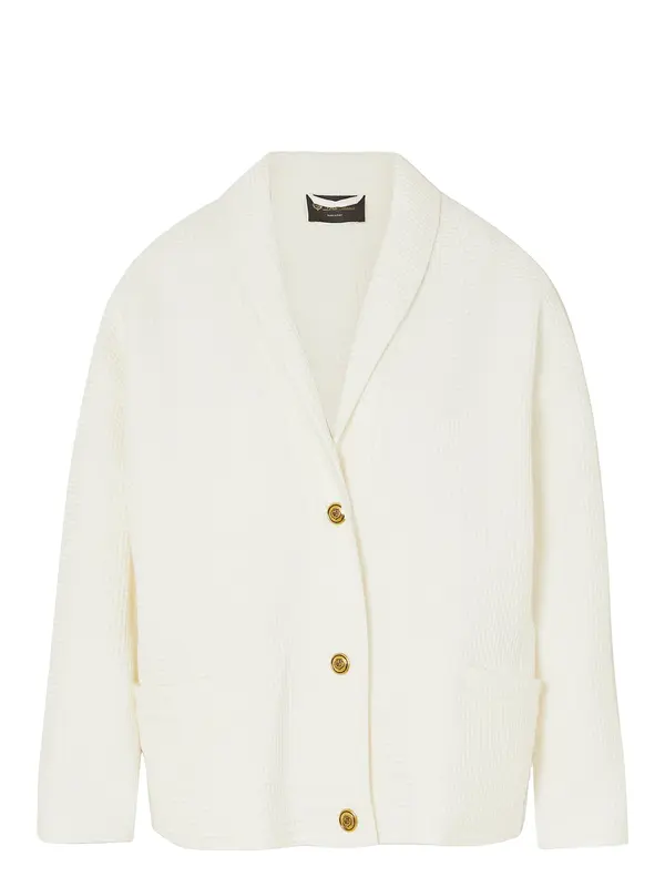 Loro Piana Shana Waffle-knit Cotton Cardigan - White