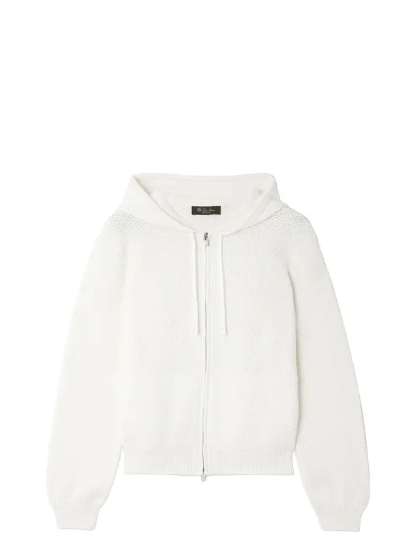 Loro Piana Open-knit Cotton Hoodie - White