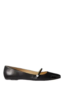 JIMMY CHOO Elisa Leather Mary Jane Flats - Black