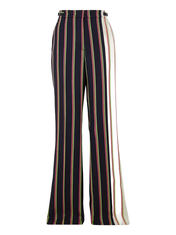 Gabriela Hearst Jones Striped Wool And Silk-blend Twill Wide-leg Pants - Blue