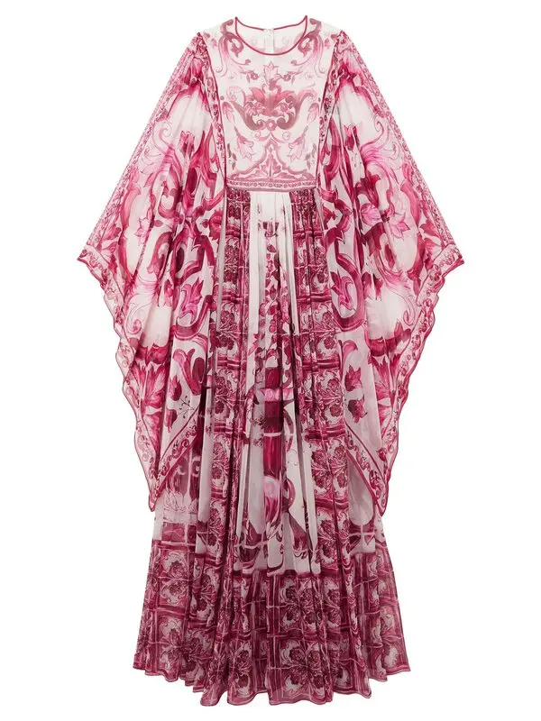 Dolce & Gabbana Maiolica Printed Silk-georgette Gown - Pink